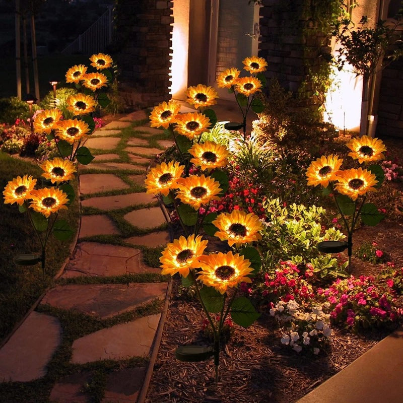 LED solar sunflower light string, sunflower LED solar light outdoor ...