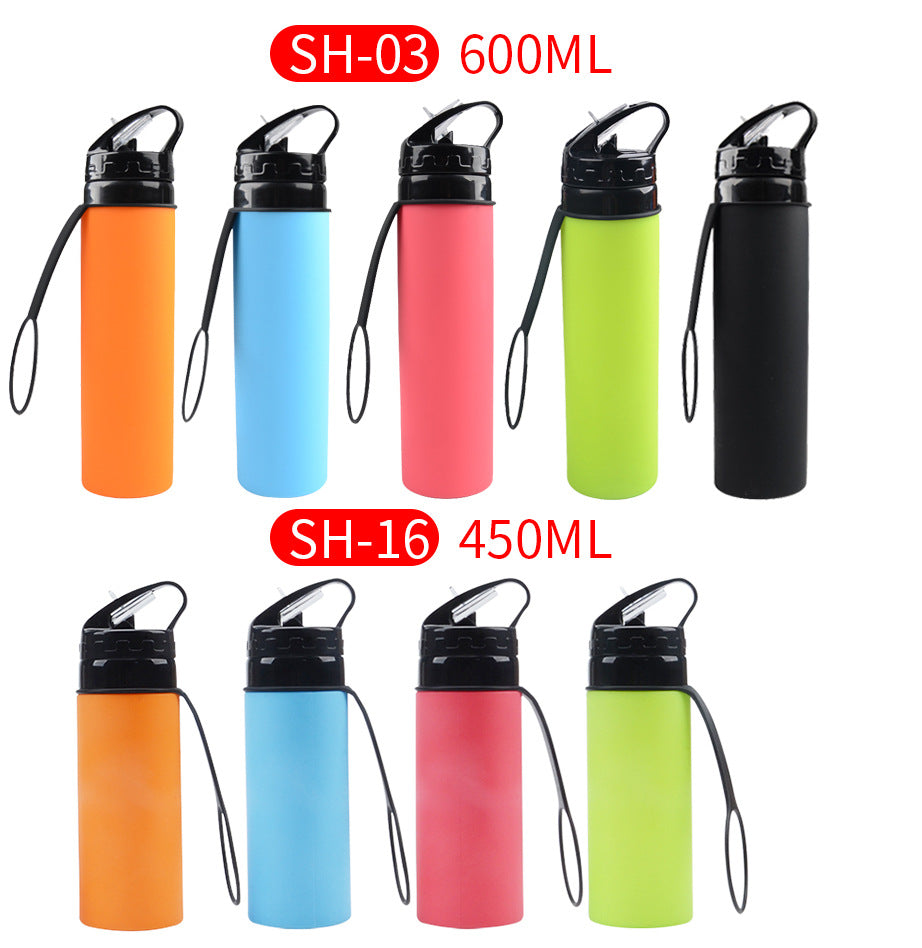 600ml outdoor cycling water cup portable foldable silicone water bag ...