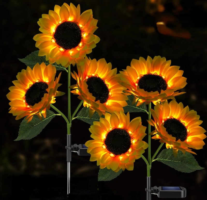 LED solar sunflower light string, sunflower LED solar light outdoor ...